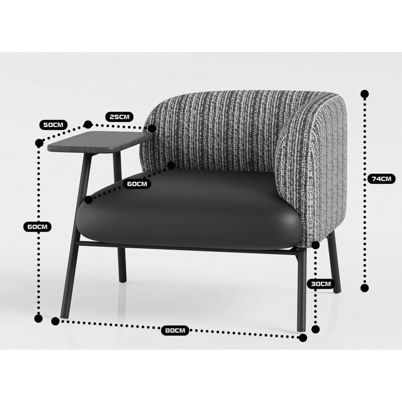 Интерьерное кресло со столиком Theize (серый+черный)