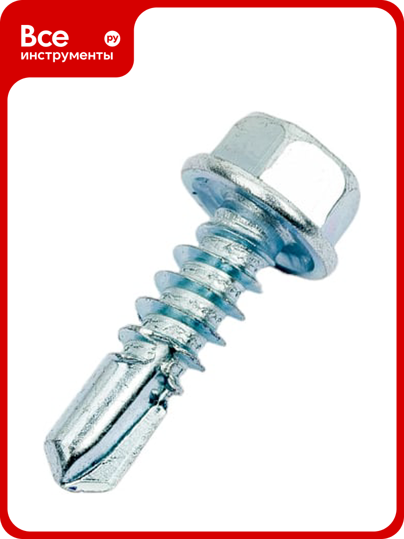 Кровельный саморез креп-комп цинк 7 мкм, без шайбы, 5,5х19 600 шт скбш5519ф, красный