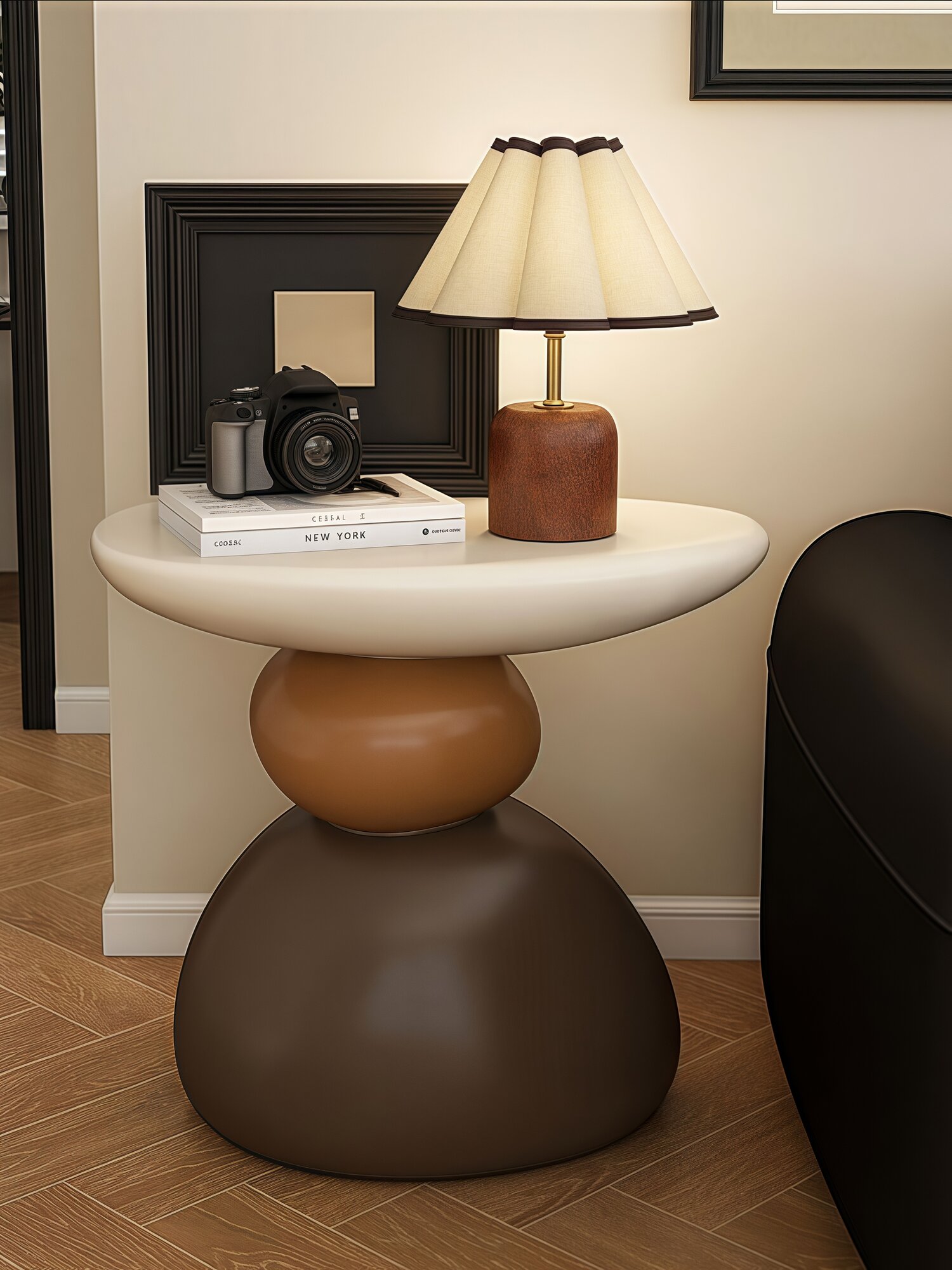 Журнальный стол W866, эпоксидная смола, минимализм, белый/коричневый