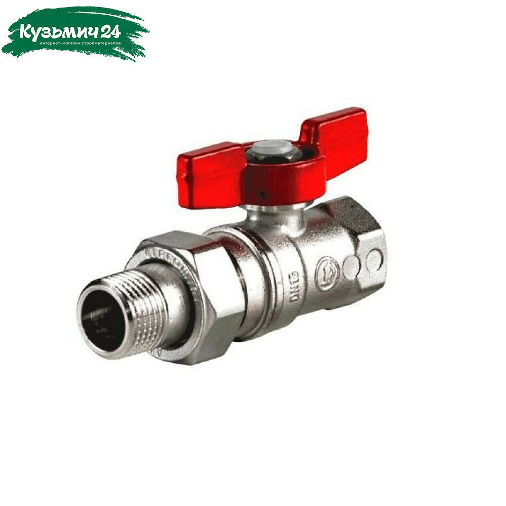 Кран шаровой Giacomini R259D стандартный проход 3/4" ВН, ручка-бабочка, латунь, с разъемным соединением