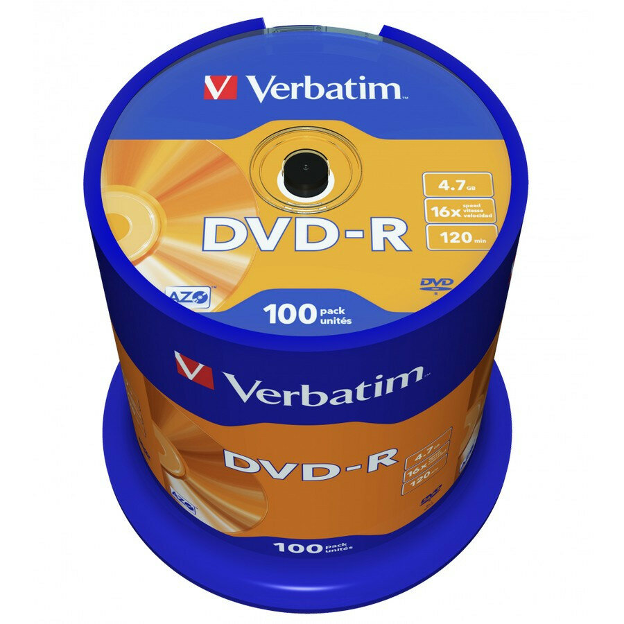 Записываемый компакт-диск Verbatim 43549 DVD-R 4.7 GB 16x CB/100 (Комплект 100 шт.)