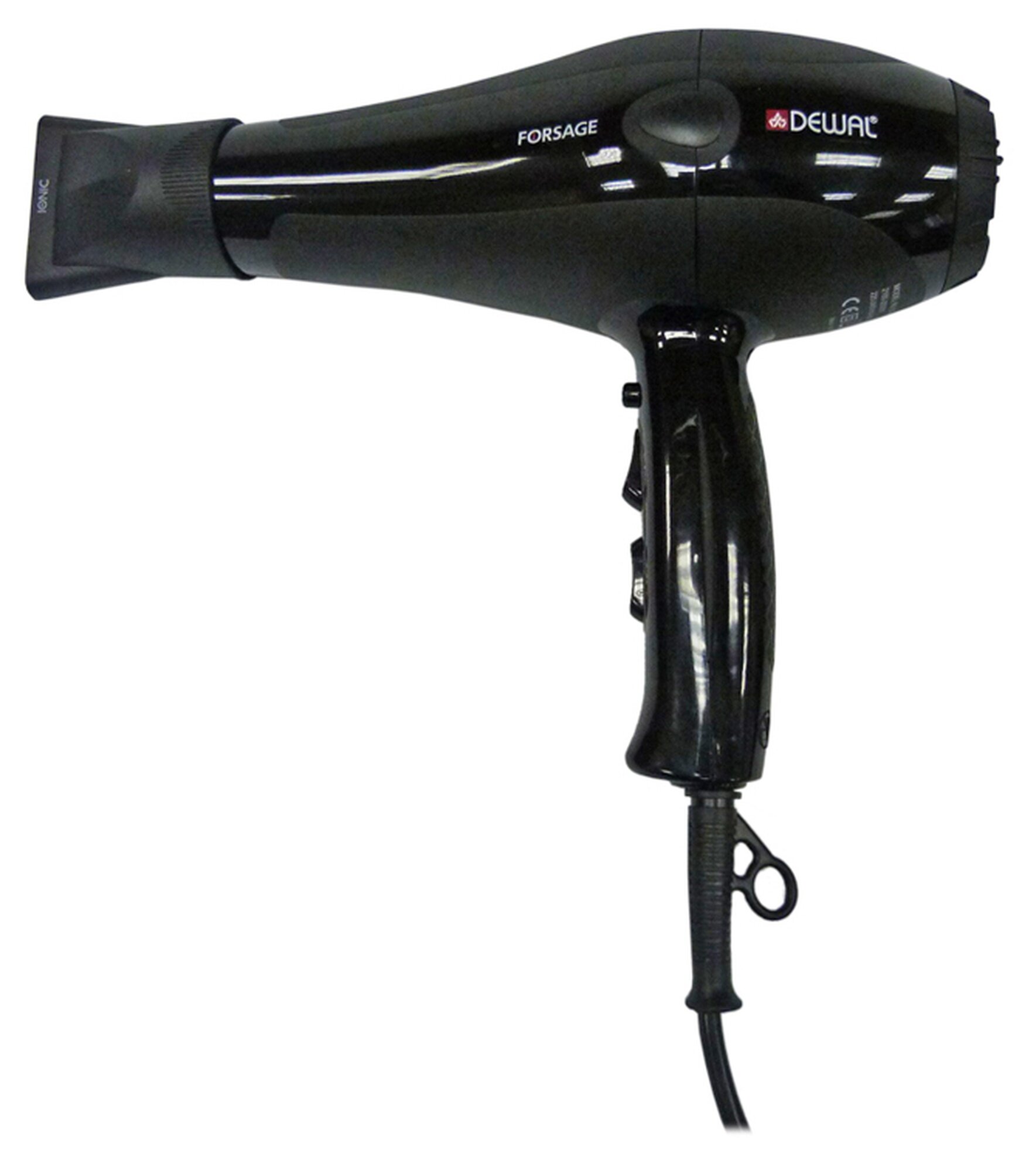 Фен DEWAL Forsage 03-106, 2200Вт, ионизация, 2 насадки, цвет черный