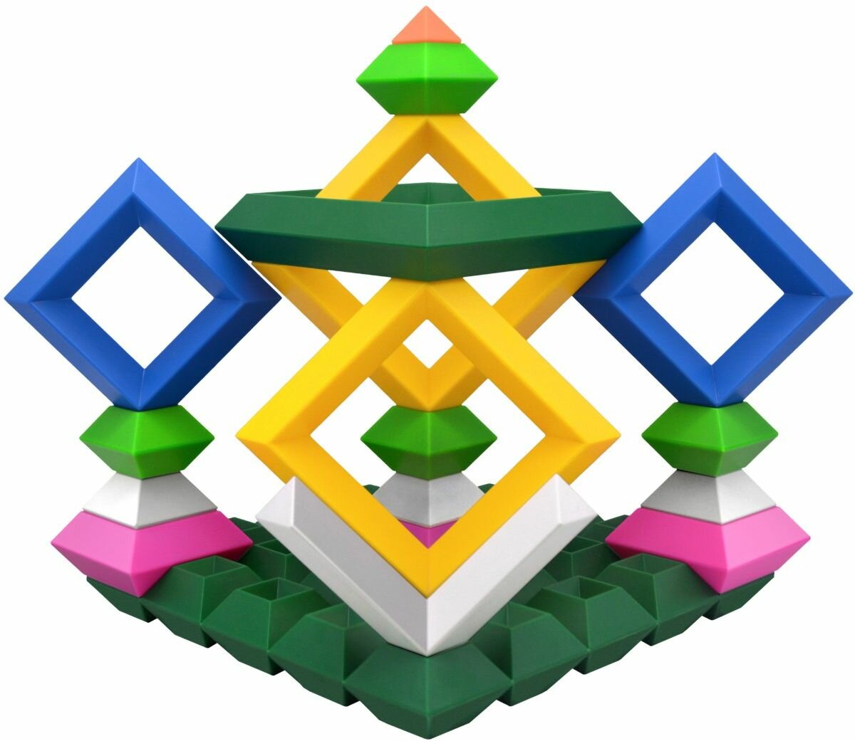 Развивающий пирамидка-конструктор ЭРА "Эрудит" ромбообразная, тип 7, логическая игра-головоломка для моделирования и конструирования, развитие мелкой моторики детей, 24 детали