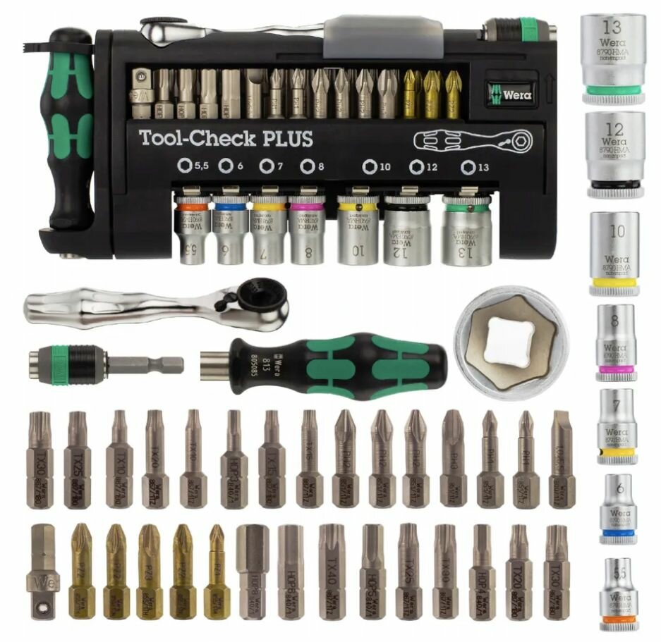 Набор бит и головок с трешоткой в ассортименте Tool-Check PLUS WERA WE-056490
