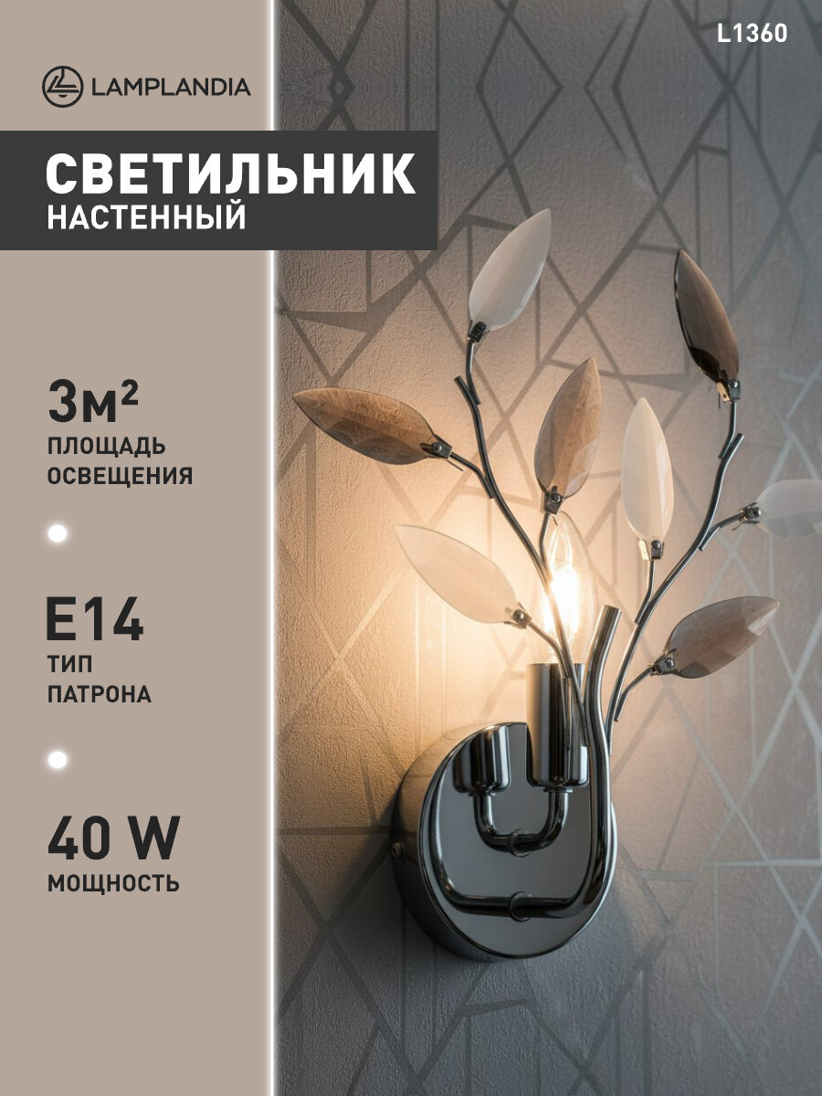 Светильник настенный Lamplandia L1360 JENY GREY, Е14*1 макс 40Вт