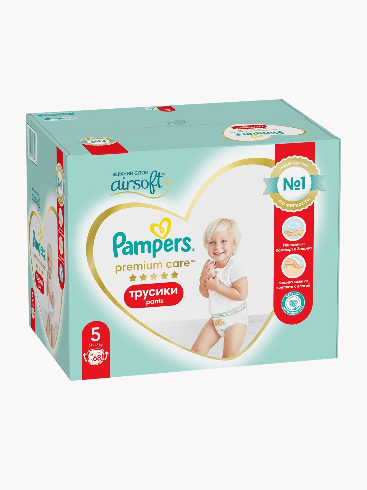 Pampers Premium Care Трусики Размер 5, 68 Трусиков, 12кг-17кг