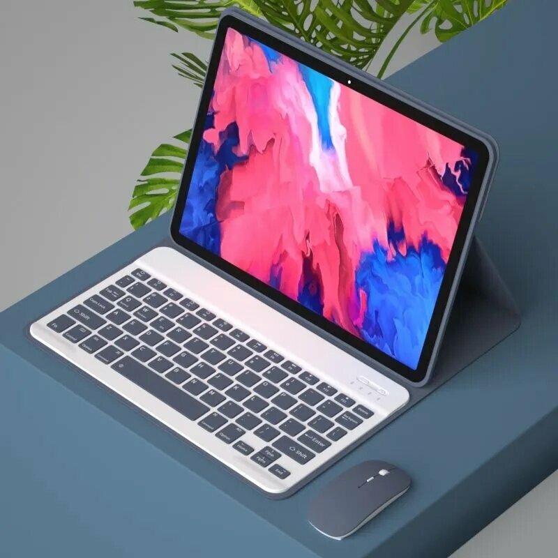 Чехол с клавиатурой для Honor MagicPad 2 2024 12.3 дюйма со съемной беспроводной Bluetooth клавиатурой с гравировкой русских букв небесно-голубой, светло-розовый