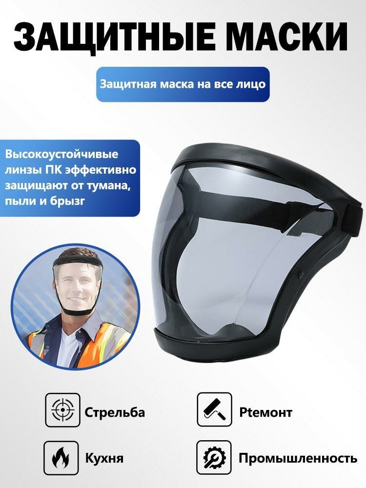 Щиток защитный для лица и болгарки, слесарная маска пластиковая строительная для триммера от пыли с фильтром