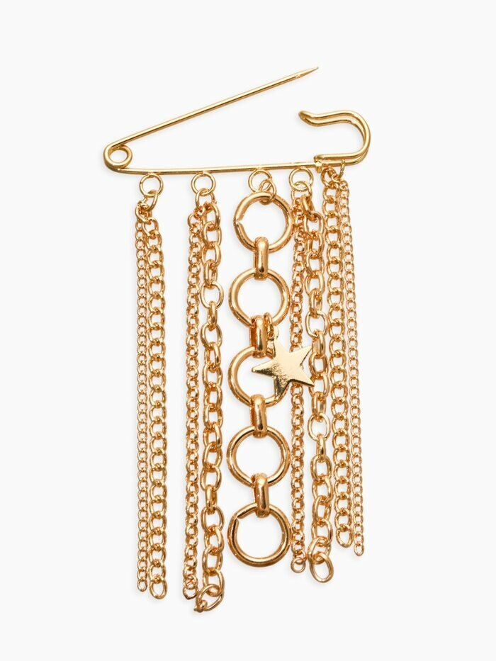 Булавка с подвесами «Звезды», L=6 см, цвет золото