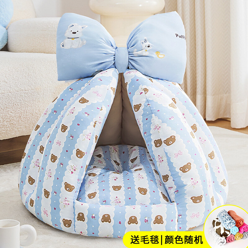 Кросс-бордер оптовая продажа собачьего домика-палатки, зимний теплый закрытый безопасный домик для маленьких собак, универсальный для всех сезонов