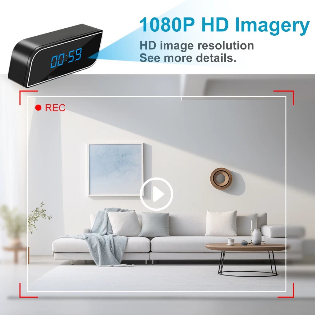 Mini Camera Clock 1080P Add 128GB Card — фото 1