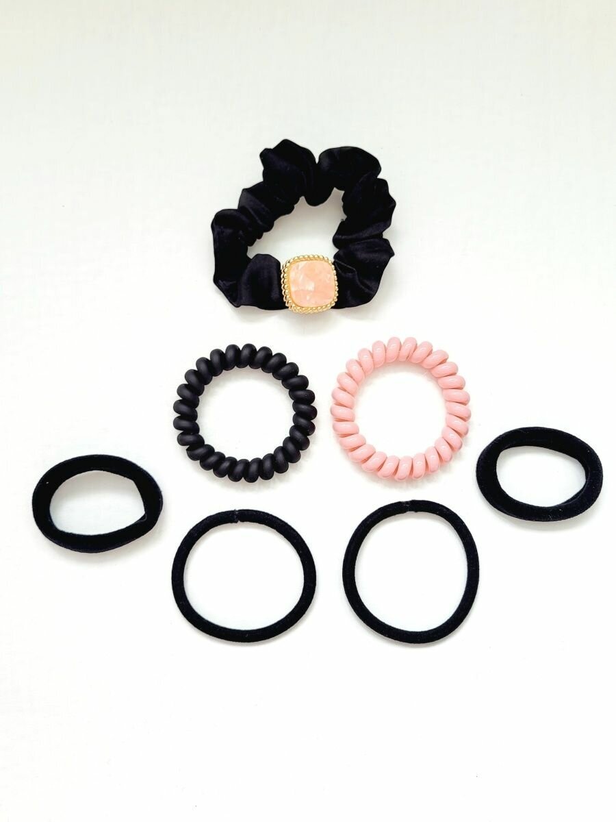 Набор резинок для волос VERBA Fashion, розовый кварц, 7 штук