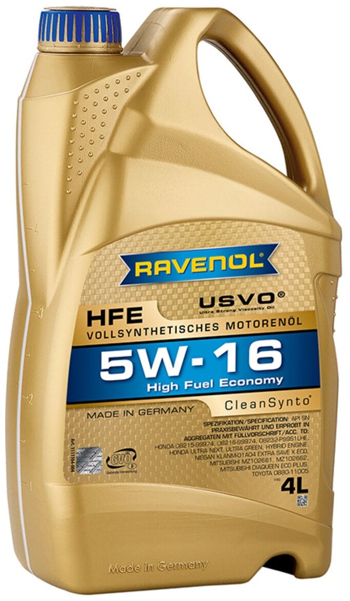 Моторное масло RAVENOL High Fuel Economy HFE SAE 5W-16 ( 4л) new