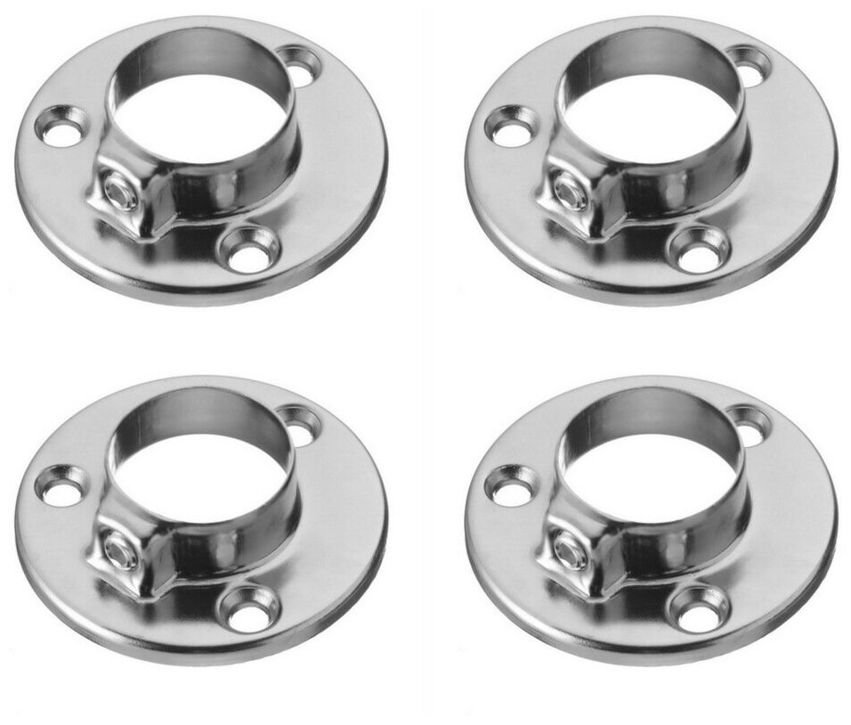 Штангодержатель (фланец) для штанги 25 мм в шкаф, гардероб, держатель мебельной трубы 25 мм (набор 4 шт) Mikron