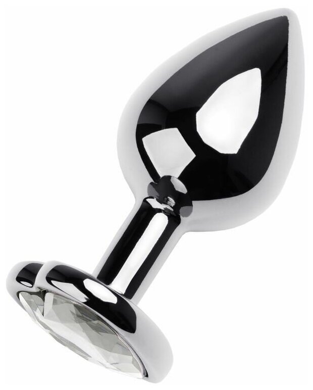 ToyFa Анальная пробка Metal с кристаллом-сердцем, D: 3.4 см, L: 8 см, серебристый/прозрачный