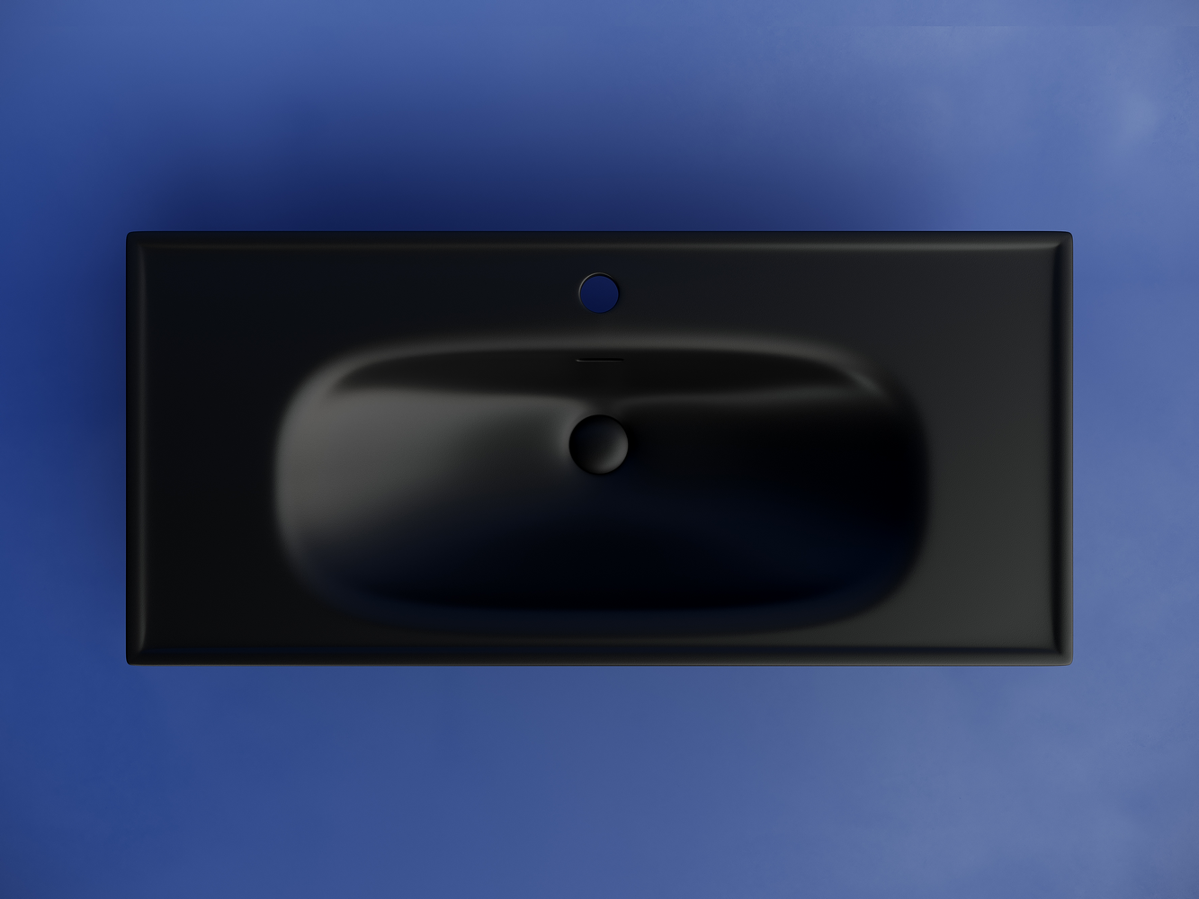 Раковина мебельная накладная Ceramicanova Sabo CN13003MB, прямоугольная, 1000×460×130 мм, чёрный матовый, с переливом