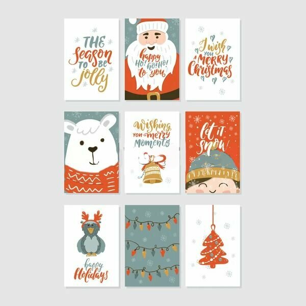 Наклейки стикеры Новогодние открытки