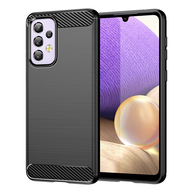 Чехол панель-бампер MyPads для Samsung Galaxy A33 5G из прочного силикона с матовой отделкой «под карбон» черный