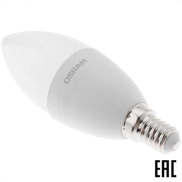 Лампа 7Вт 79125 LVCLB75 10SW/830 230V FR E14 800Лм 3000К светодиодная "свеча" т/б свет OSRAM (11 шт. в наборе)