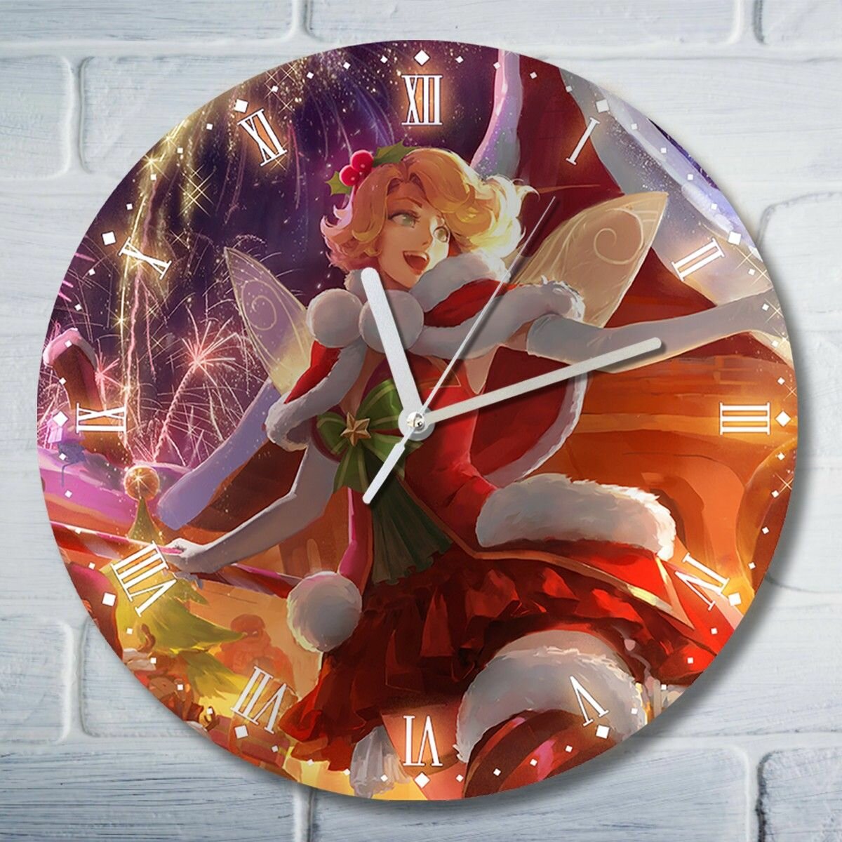 Настенные часы УФ игры league of legends, лига легенд, лол, новый год, рождество - 7012
