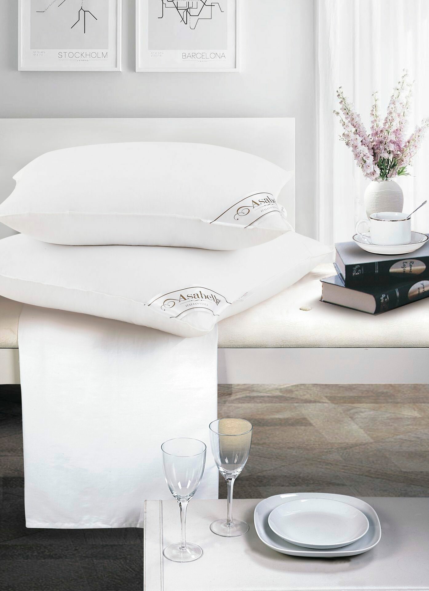 Подушка Asabella Комфорель мягкая 50х70 см, цвет белый жаккард P-6