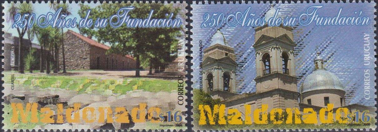 Почтовые марки Уругвай 2006г. "250 лет со дня основания Мальдонадо" Архитектура, Туризм MNH