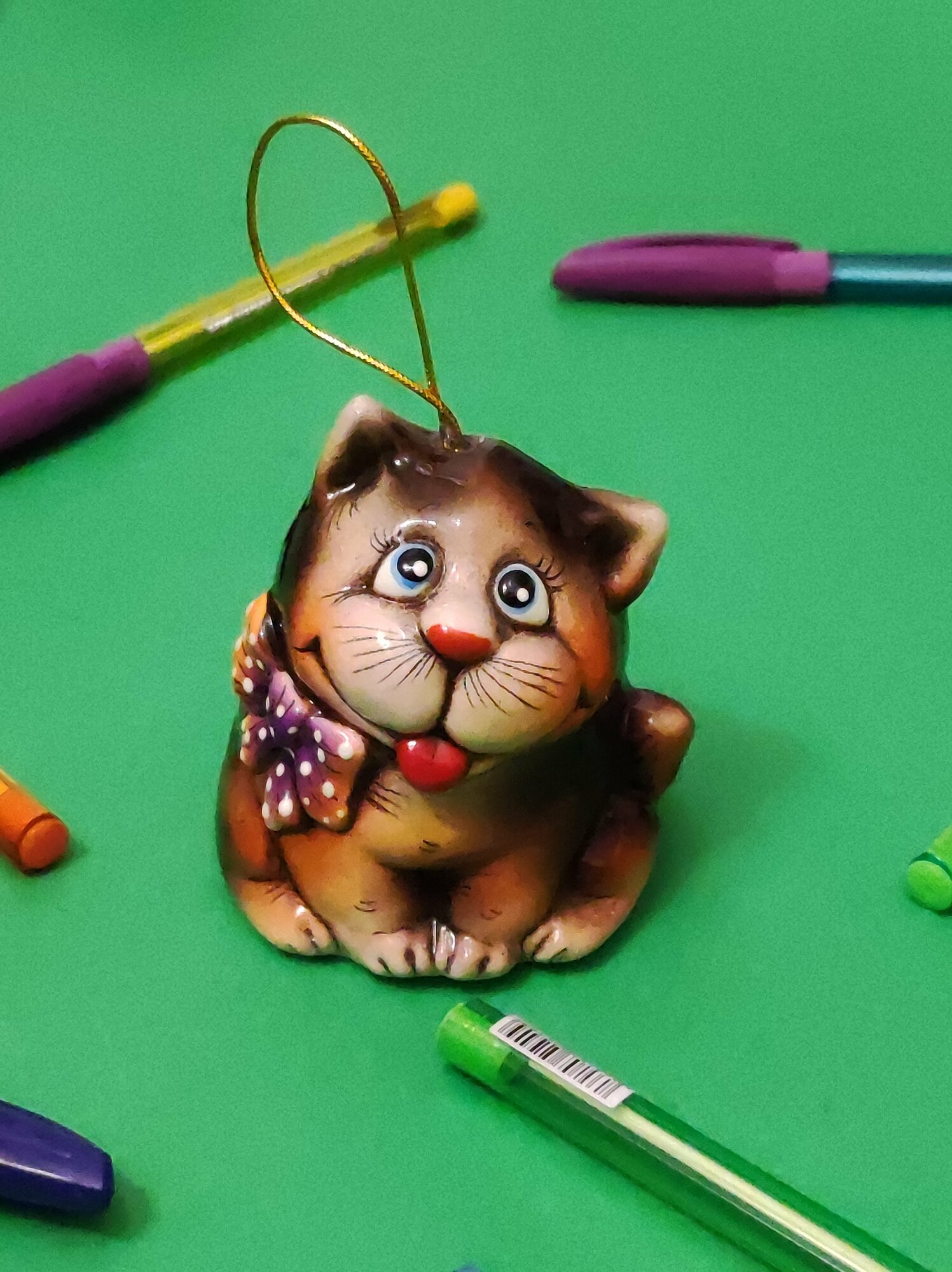 Колокольчик сувенирный "Котик" Ручная работа Керамика