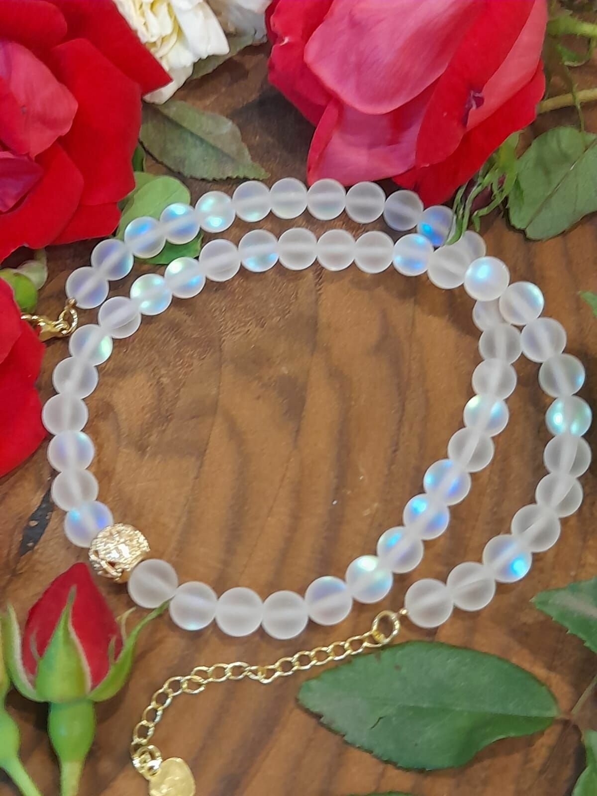 Колье, опал синтетический, металл