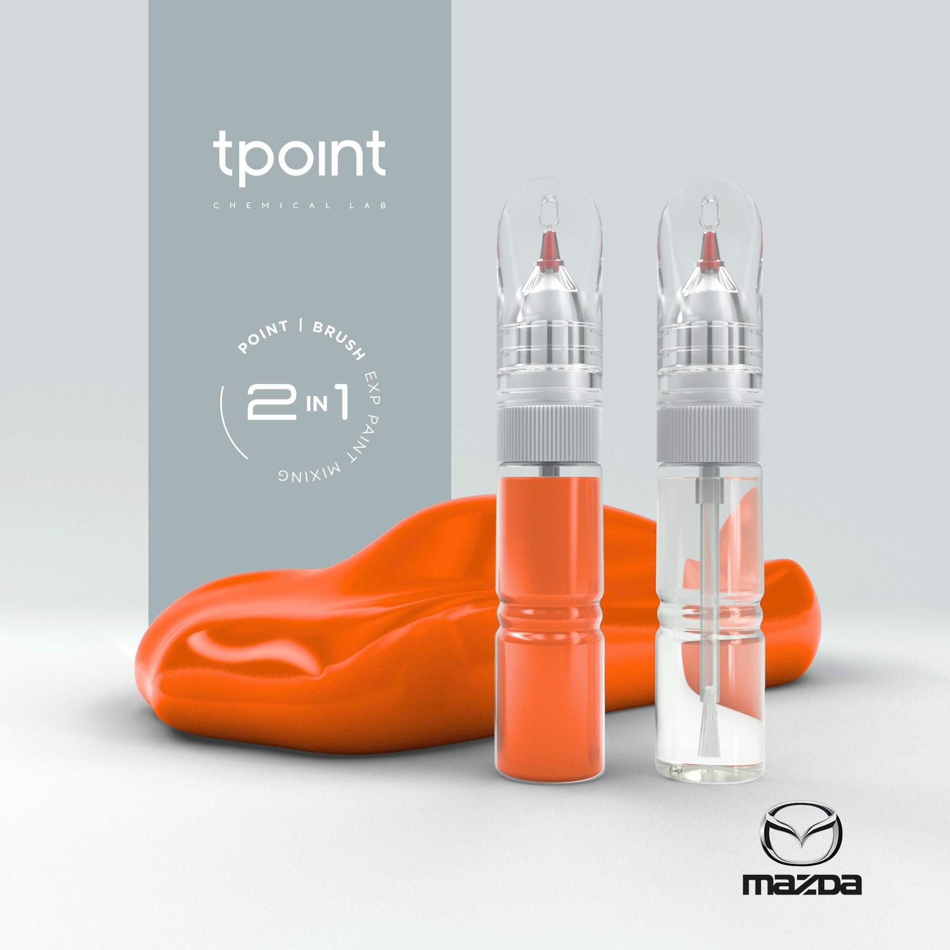 Набор - штрих-корректоров для MAZDA FLAIR "PASSION ORANGE", код цвета: ZUT, штрих-корректор от сколов и царапин, 20мл+20мл