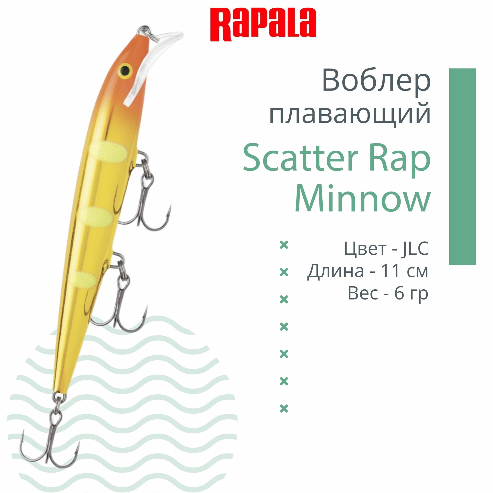 Воблер RAPALA Scatter Rap Minnow 11, JLC, плавающий, 1.8-2.7м, 11см, 6гр.
