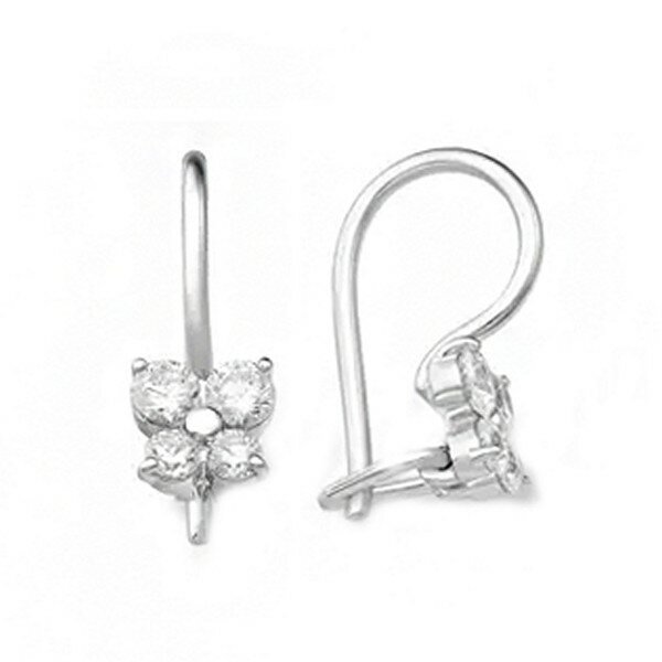 Серьги, серебро, 925 проба, родирование, фианит