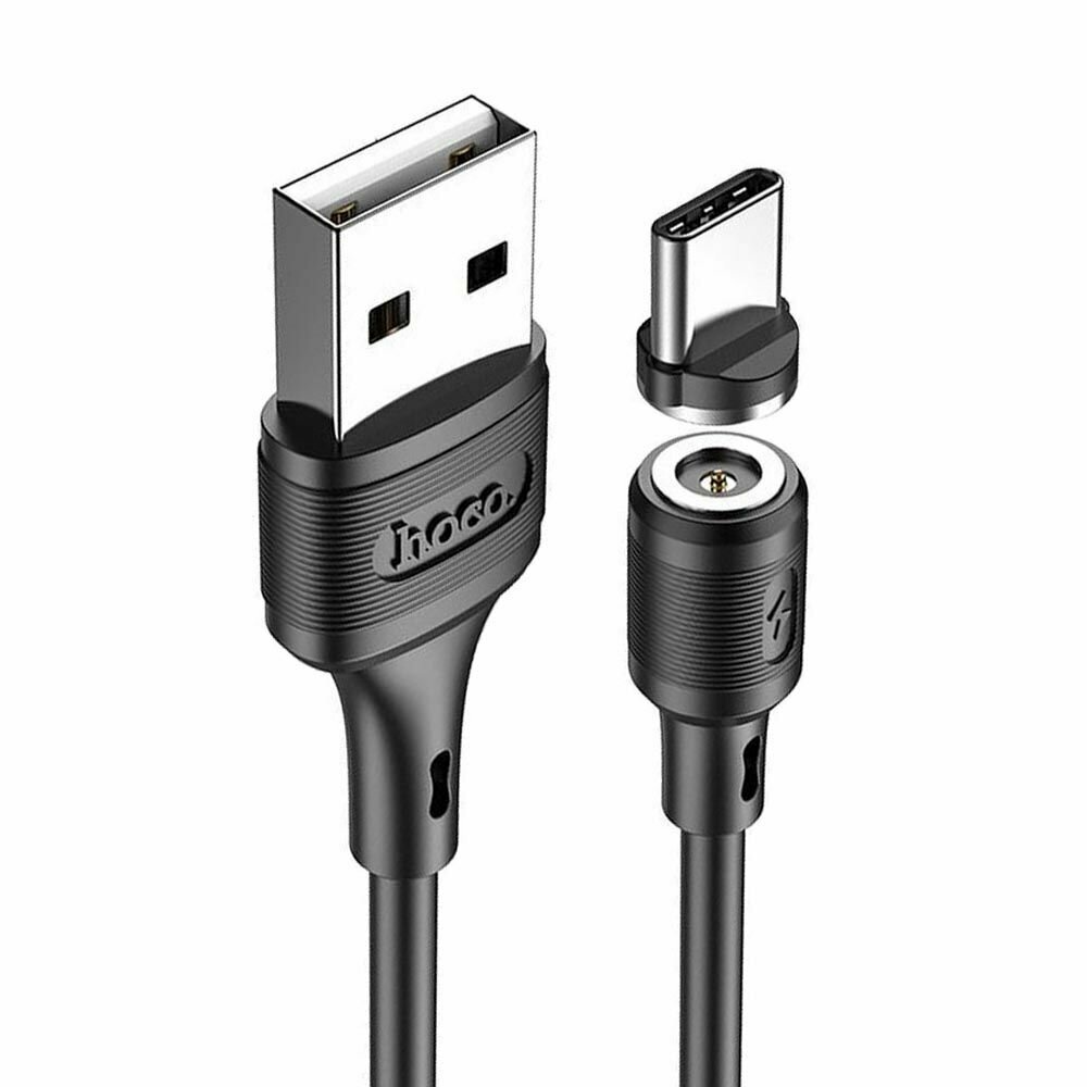 USB кабель HOCO X52 Sereno Magnetic Type-C, 3А, магнитный, 1м, PVC (черный)