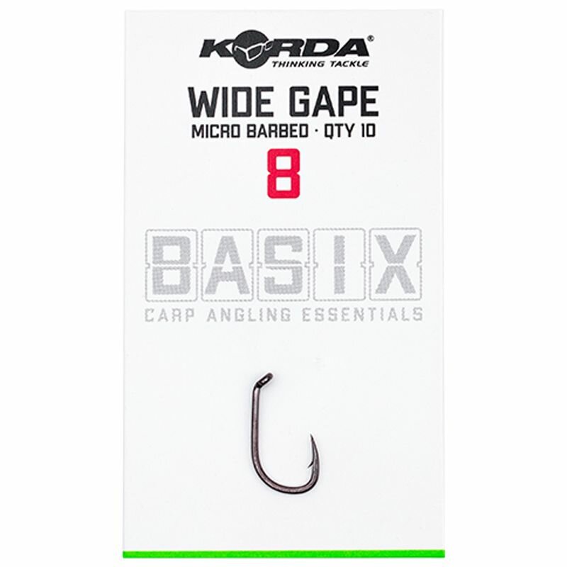 KORDA Крючок Basix Wide Gape 8 с микробородкой 10шт.