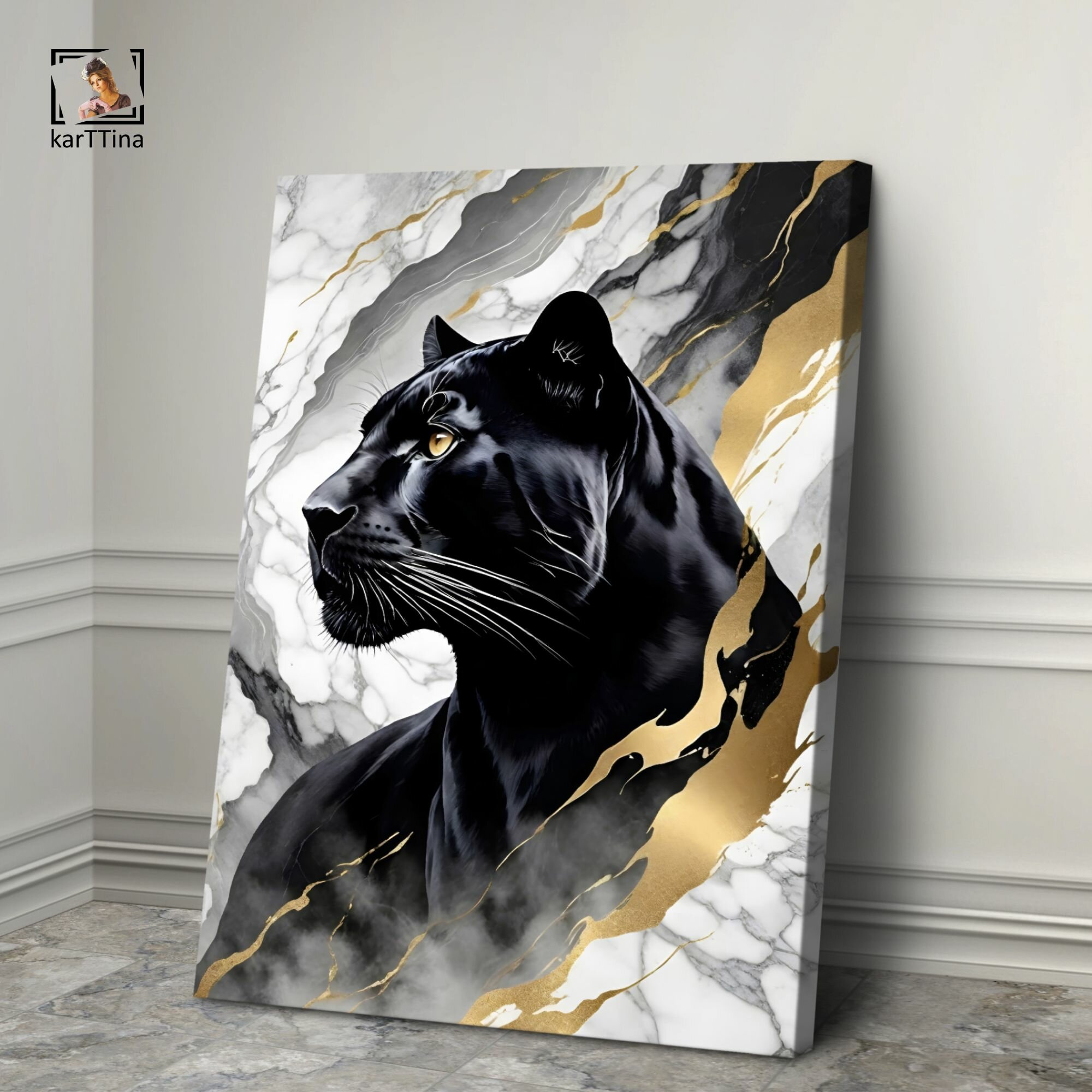 Картина на стену, интерьерная "Черная пантера" 50х70 см