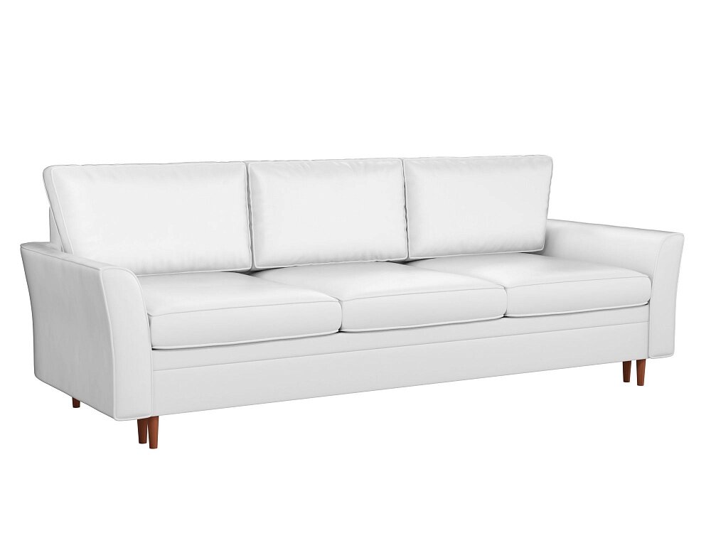 Прямой диван София Белый Экокожа, еврокнижка, 225х95х90 см, с ящиком для белья