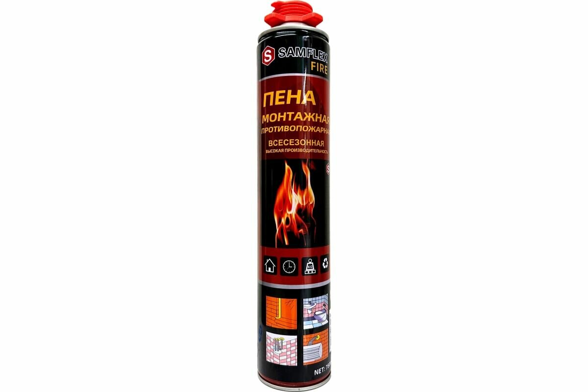 Огнестойкая монтажная пена SAMGRUPP 750 мл, всесезонная, под пистолет и аппликатор 16090