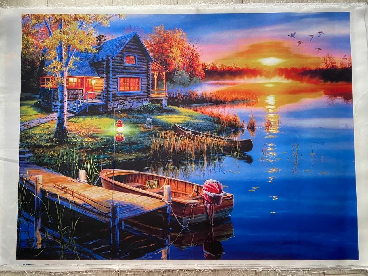 Картина на холсте Дом у озера на закате 71x52 см