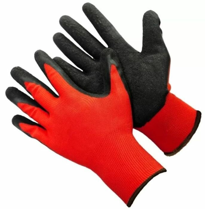 Перчатки в черной обливке красные, размер L