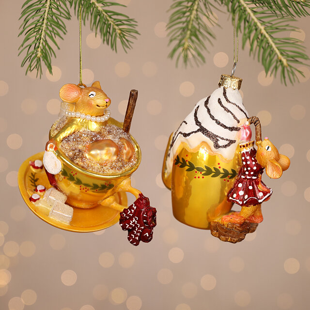 Елочные игрушки Сладкая жизнь мышек 11 см, 2 шт, стекло, Winter Deco, 121561-набор