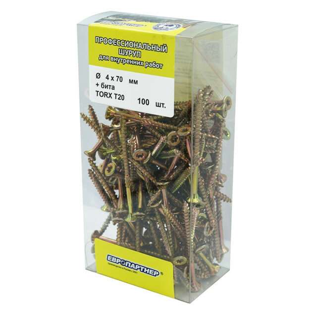Шуруп конструкционный для дерева 4,0х70 мм TORX20, 100 шт + бит, полный комплект