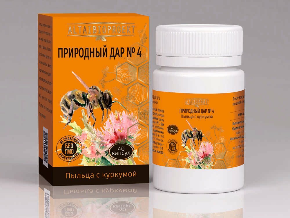 Пыльца цветочная с куркумой Природный дар №4 40 капс.