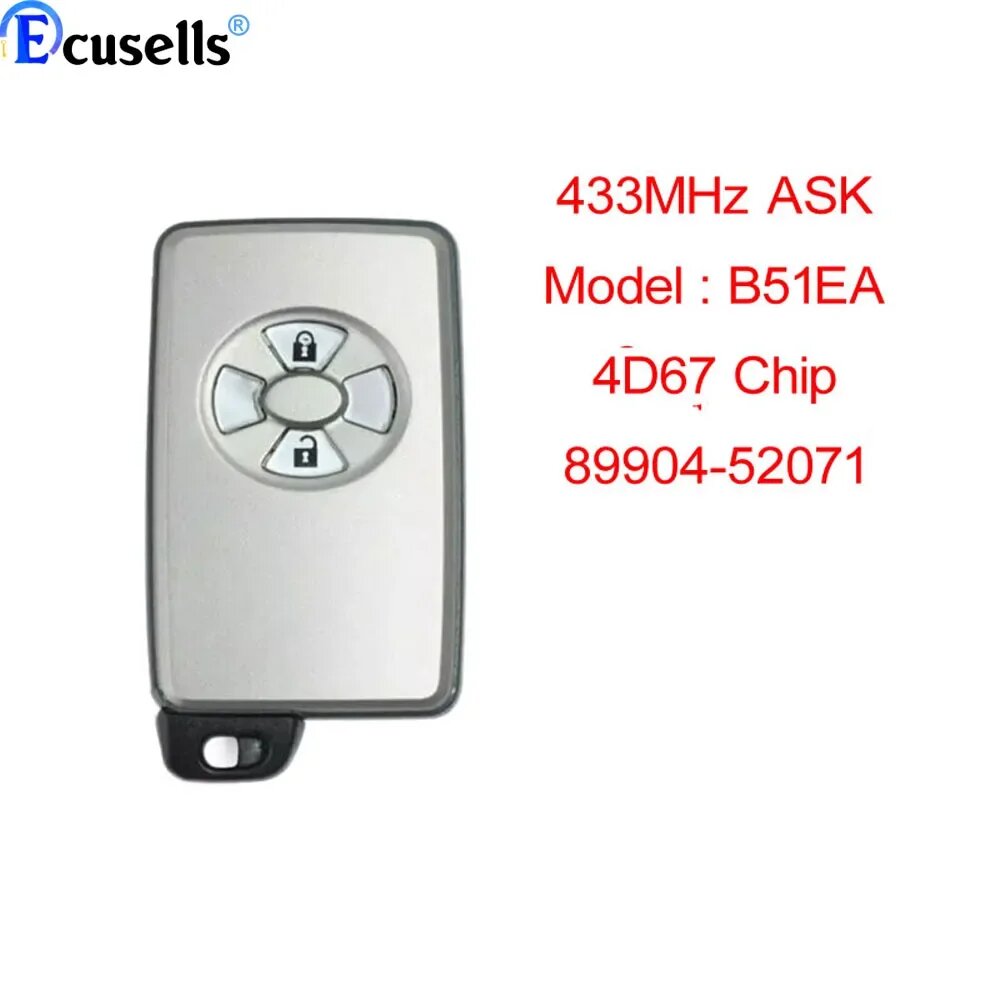 2 кнопки 433 МГц умный дистанционный ключ от машины для Toyota Corolla Auris Rav4 Yaris 2006 + B51EA PCB P1 D4 4D-67 89904-52071 1 Model