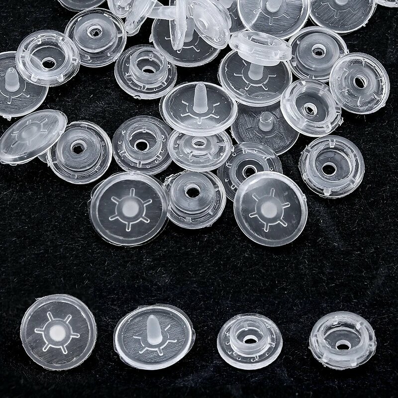 Пластиковые пуговицы QIAO T5 белые Серебряный, 600 sets buttons, Transparent Button