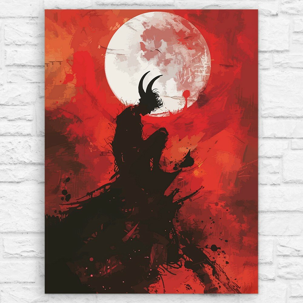 Картина по номерам на холсте фэнтези вампир дьявол (кровавая луна, эзотерика, магия) - 15621 В 30x40