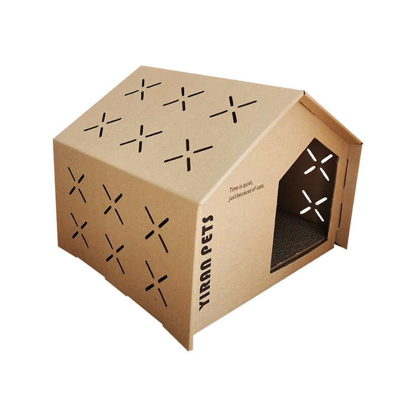 Коробка-лежанка для кошек из гофрированного картона, когтеточка, вилла для кошек, домик для кошек, картонная