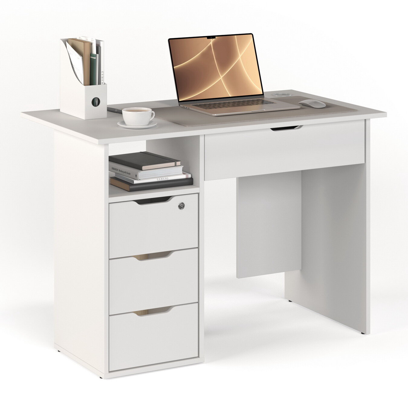 Стол письменный БАНГА-63-Я левый Белый