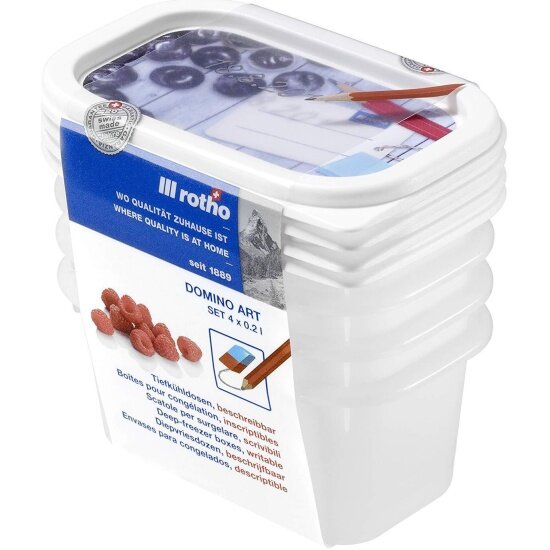 Набор Rotho контейнеров для заморозки продуктов DOMINO 4х0,2 л
