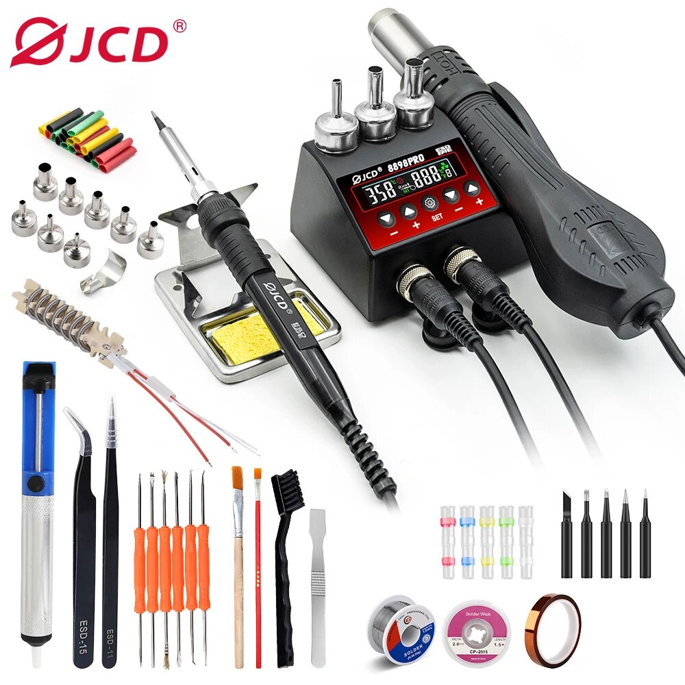 JCD 8898Pro Паяльная станция 2 в 1, 220V EU PLUG