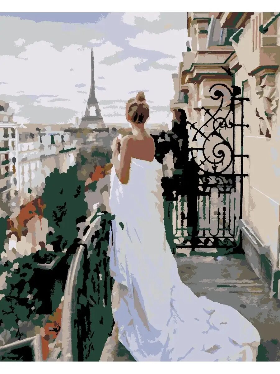 Картина по номерам Девушка в белом платье 40х50 см