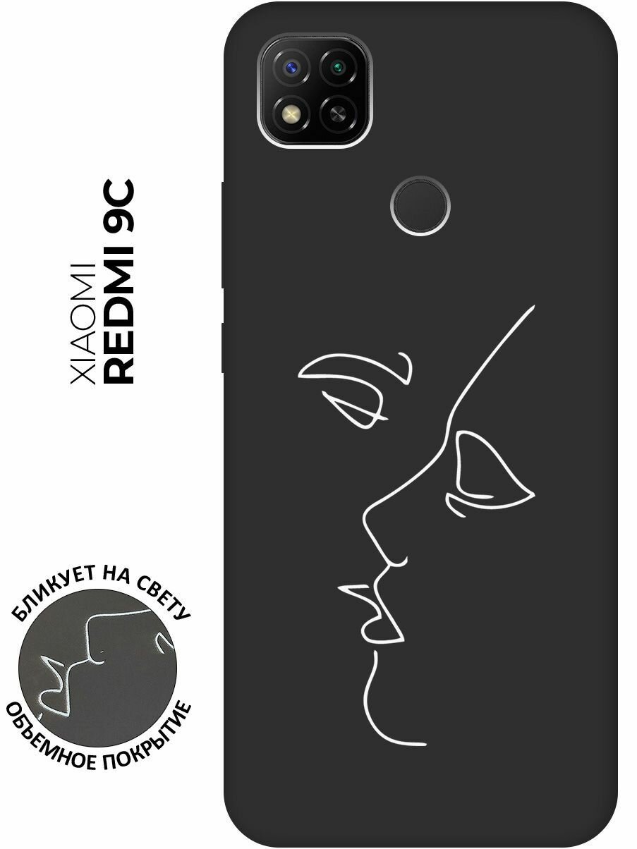 Матовый чехол Faces W для Xiaomi Redmi 9C / Сяоми Редми 9С с 3D эффектом черный